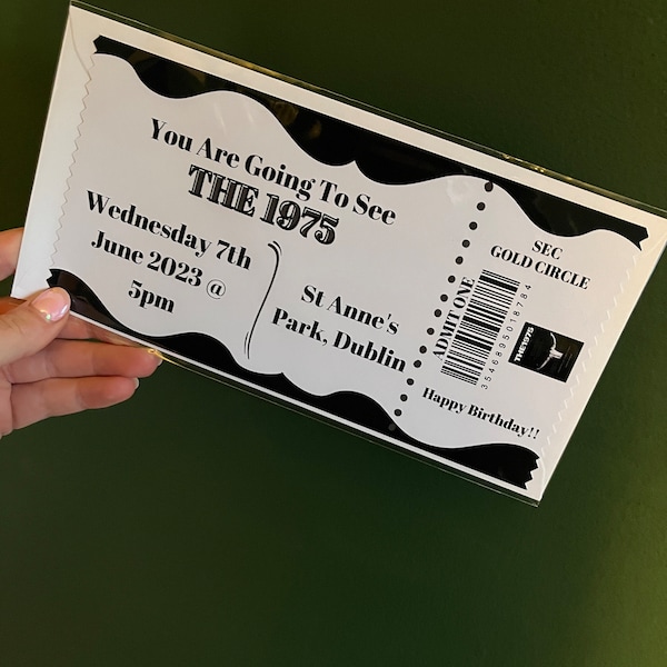 Personalised Custom Event Ticket Gift Reveal | Gig Concert Ticket Gift ...