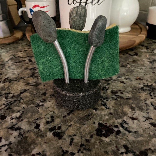 Stone Sponge Holder - Granite Sink Organizer - Kitchen Counter Space ...