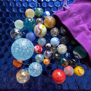 Marbles Aquarius Set of 9 Medium 22mm Marbles Including 3 Handmade ...