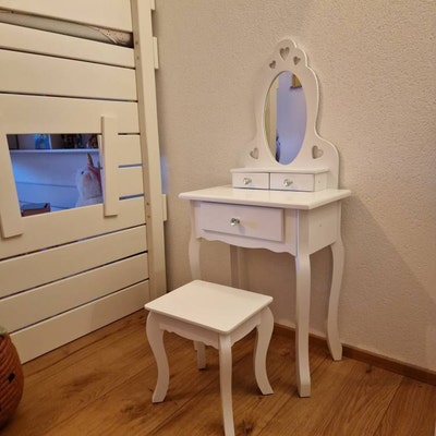 Runesol Kids Dressing Table With Stool and Mirror for 3 7 Years White ...