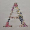 Machine Embroidery LETTER A Uppercase 9,6cm/3.80 Tall Dainty Floral ...