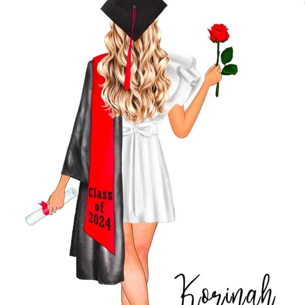 Personalised Graduation Print - Custom Portrait - Grad Gift for Her ...