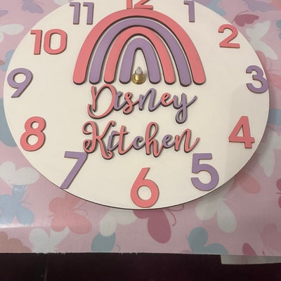 Rainbow Flower Clock Personalised Pastel Rainbow Clock - Etsy