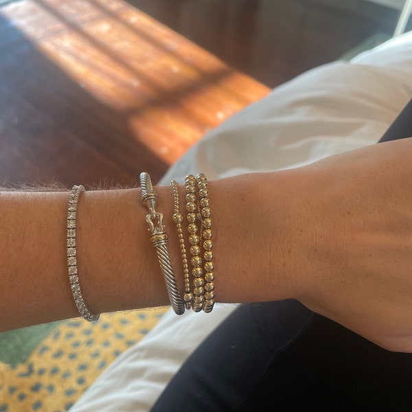 14k Gold Filled Beaded Bracelet, Gold Ball Bracelets, Gold Bracelet Set ...