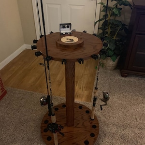 Personalized Rotating Oak Fishing Rod Reel Display Rack 16-pole - Etsy