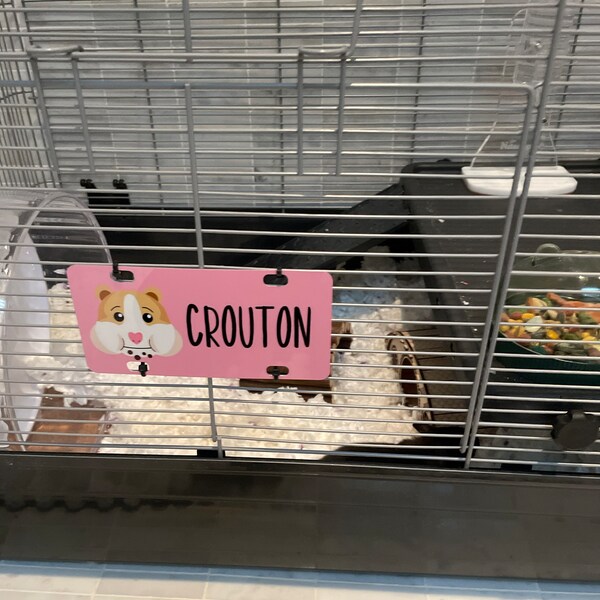 Personalized Hamster Face Name Plate / Name Tag / Small Animal Cage ...