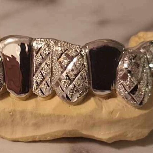 Grillz CZ Iced Out Silver Grillz Custom 925 Sterling Silver Teeth Real ...