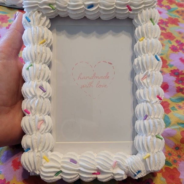 Fake Cake Photo Frame White With Colorful Sprinkles 4x6 / 5x7 / 8x10 ...