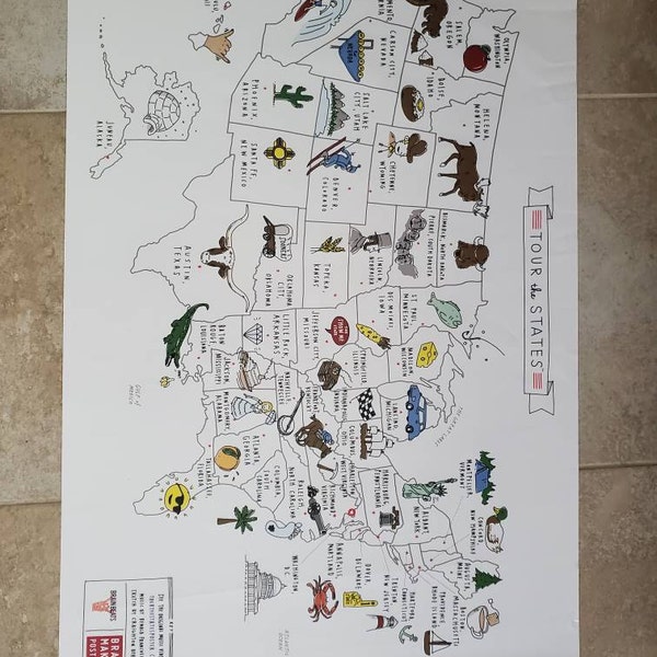 Tour the States Poster - USA Map - Etsy