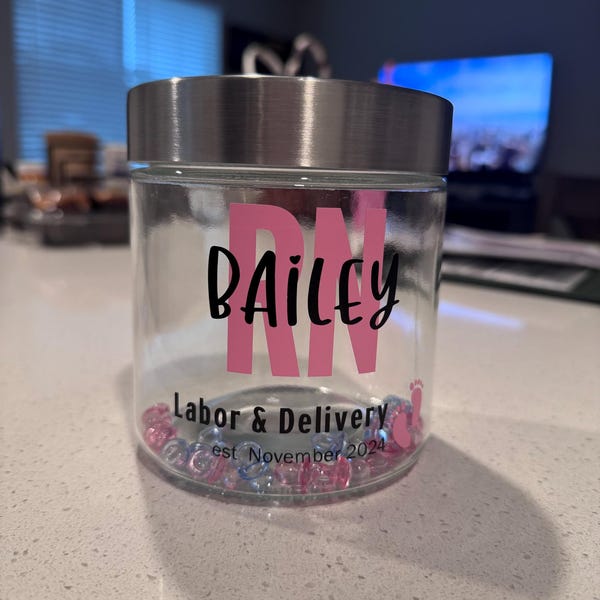Birth and Delivery Tracking Jar With Beads- Personalized for Labor ...