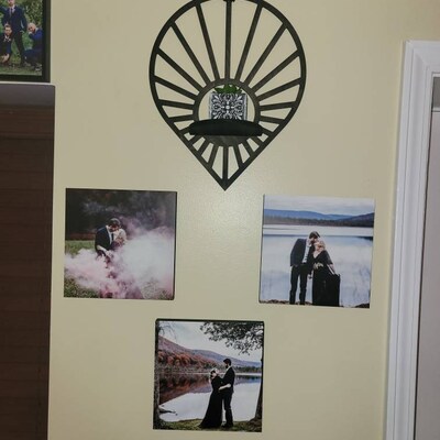 Floating Sun Teardrop Shaped Wood Wall Shelf Accent Shelf Plant Shelf ...