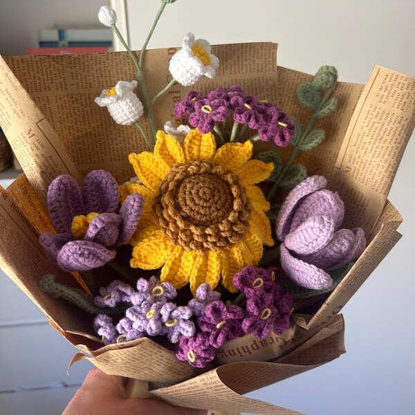 Big Blue Crochet Sunflower / Crochet Flowers / Knit Sunflower / Knit ...