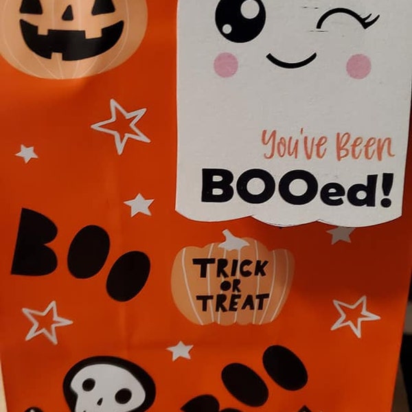 PRINTABLE You've Been Booed! Happy Halloween! Cute Ghost Gift Tag ...