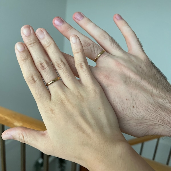 Promise Ring for Couple, Silver Couple Ring, Gold Ring Set, 2.5mm ...