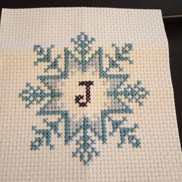 Initial Ornament Cross Stitch Pattern With Alphabet Chart, Monogram ...