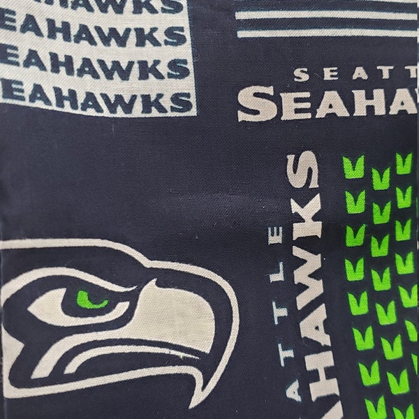 NFL SEATTLE SEAHAWKS Patchwork Football 100% Cotton Fabric Material You ...