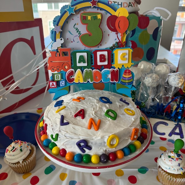 Alphabet Cake Topper, Alphabet Shaker Cake Topper, Alphabet Party ...