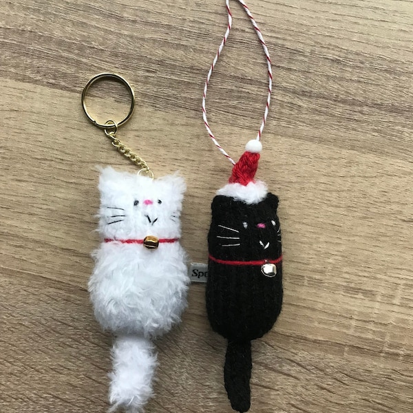 Hand Knitted Fat Cat Keyring/bag Charm - Etsy