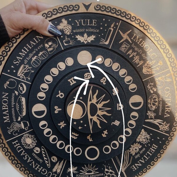 Pagan Wheel of the Year Calendar Black Goth | Wiccan Neo Pagan Sabbats ...