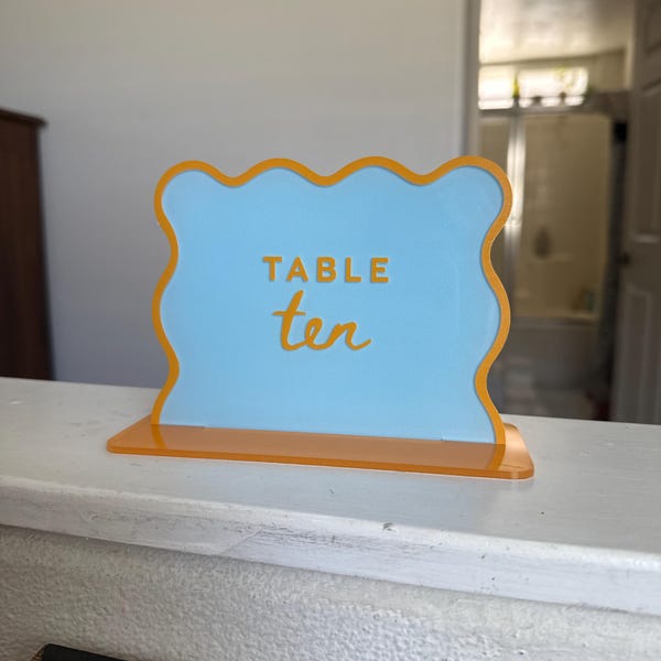 Wavy Table Number | Custom Squiggle Table Number | Custom Wavy Table ...