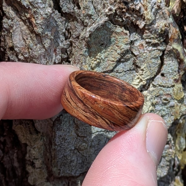 Tennessee Whiskey Barrel Spiral Grain Wood Ring With Crushed Turquoise ...