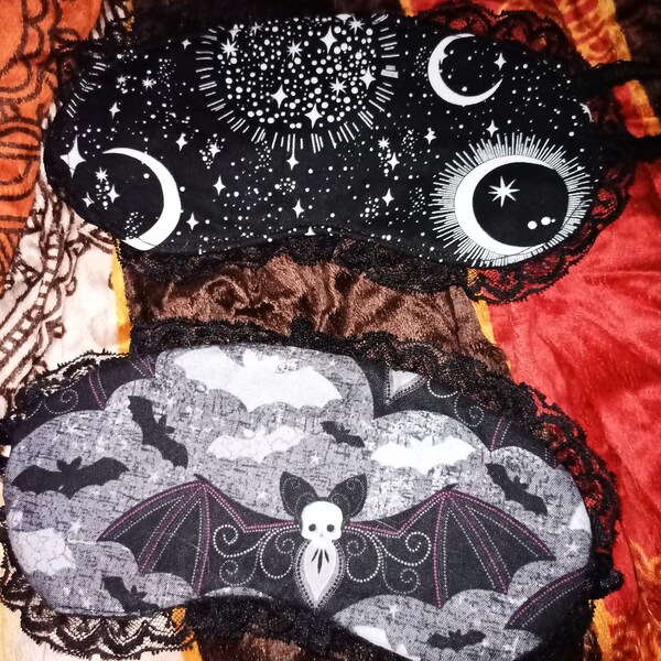Weeping Beauty. Gothic Sleeping Mask, Sleep Mask, Moons, Skulls, Bats ...