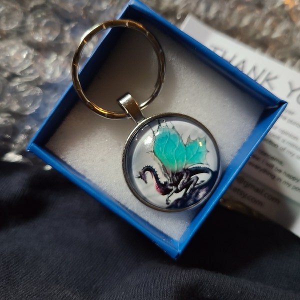 Winged Dragon Keychain Winged Dragon Keyring Dragon Gift Dragon Jewelry ...