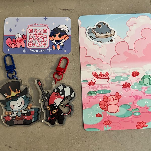 Helluva Boss Inspired Keychain | 2.3" Charms Ft. Blitzo & Stolas ...