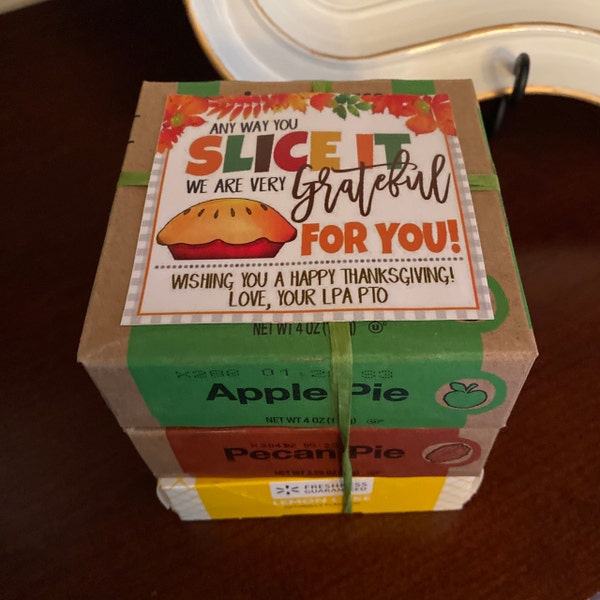 Thanksgiving Gift Tags, Grateful for You Pumpkin Pie Label, Fall Staff ...