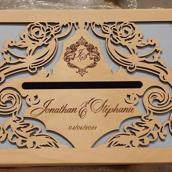 Personalized Wooden Envelope Box With Engraving Wedding Gift Box ...