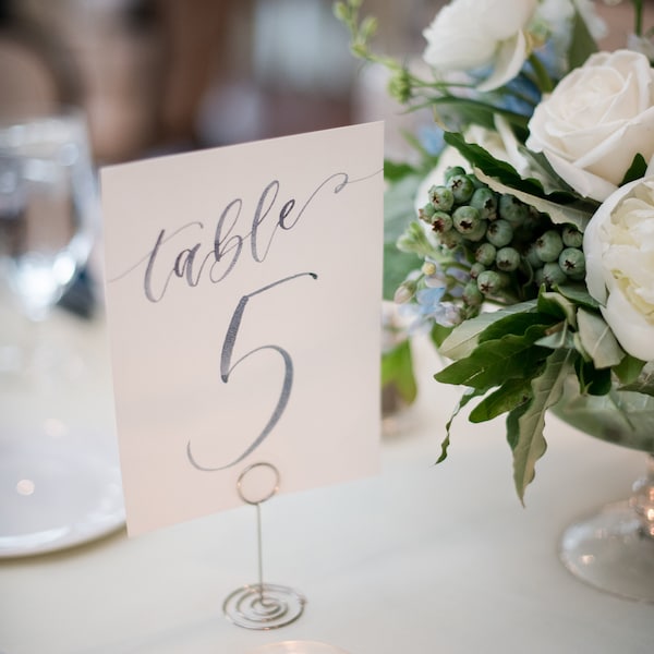 Watercolor Table Numbers Wedding, Calligraphy Table Number Cards, Table ...