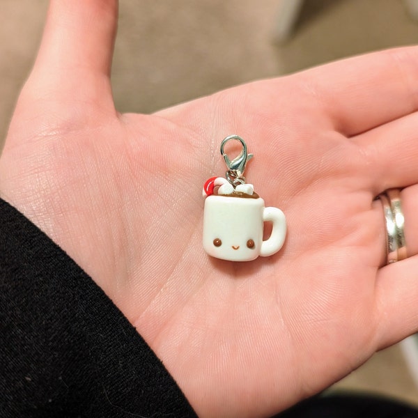 Hot Cocoa Kawaii Charm - Polymer Clay Charm- Stitch Marker - Etsy