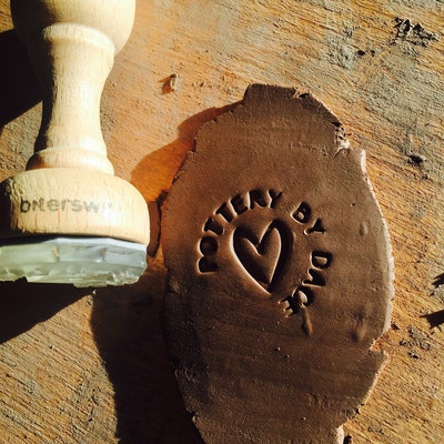 Custom Clay Stamp With Name and Heart Drawing, Stamp for Fresh Clay for ...