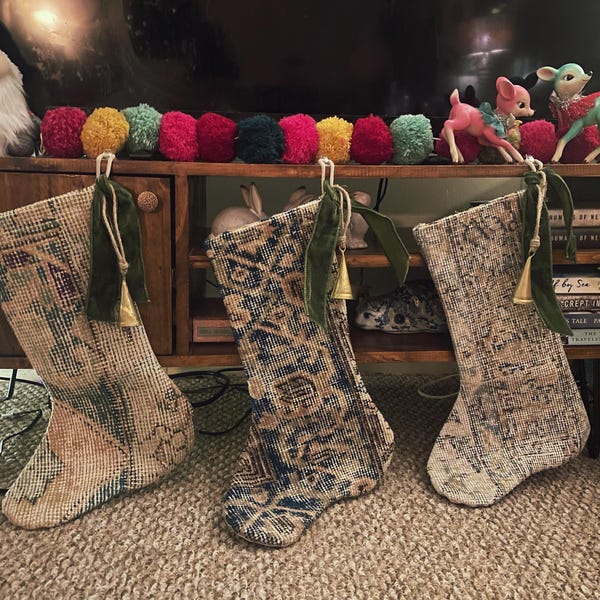 Handmade Kilim Christmas Stocking, Vintage Rug Holiday Decor ...