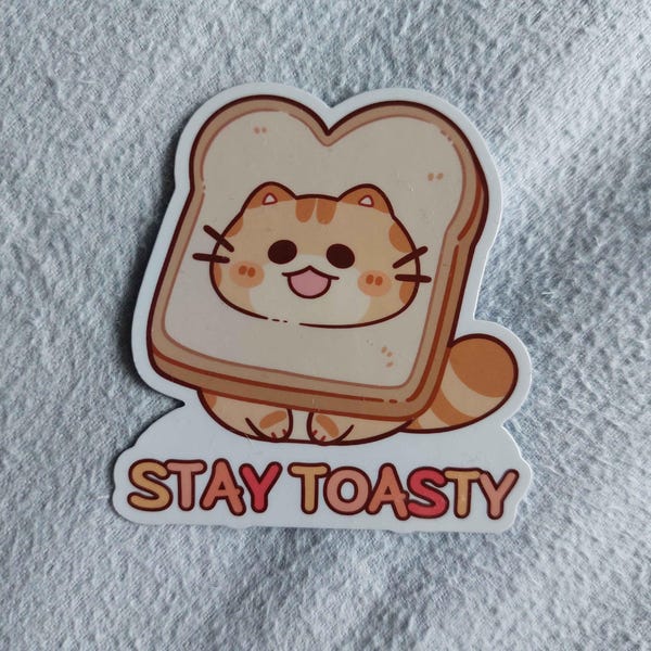 Bread Cat Stickers: Toast Cat, Loaf Cat and Cheese Cat. Funny Red Cat ...