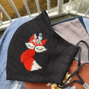 Cute Face Mask Unique Animal Face Mask Hand Embroidered Face - Etsy