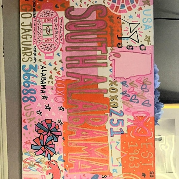 11 X 14 Custom Preppy Girl in Glasses | College Canvas Painting | Dorm ...