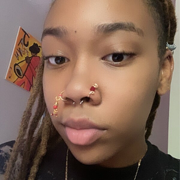 Nose Cuffs Set, Fake Nose Ring, Gold Crystal, No Piercing Needed ...