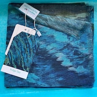 Silk Modal Scarf in Blue White and Green, All Season Scarf and Shawl in ...