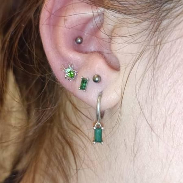 Silver Spider Chrome Diopside Tsavorite Labradorite Earring Dainty ...