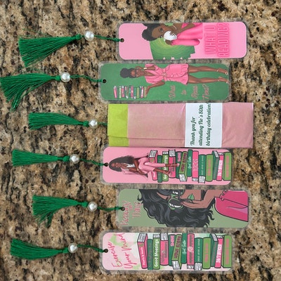 Pink and Green Bookmarks, AKA Sorority Inspired Bookmarks, Planner Page ...