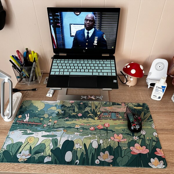Cartoon Animal Desk Mat Kawaii Green Desk Mat Cute Rabbit Gaming ...