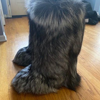 Gray Silver Fox Fur Boots Exclusive Winter Boots for Women - Etsy