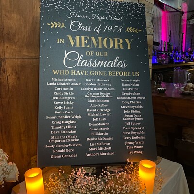 Memorial Board for Reunion in Memory of Classmates Sign Class Reunion ...