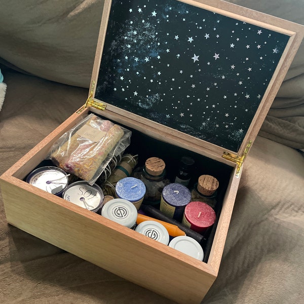 Large Wooden Keepsake Box With Lid - Wood Storage Box for Home ...