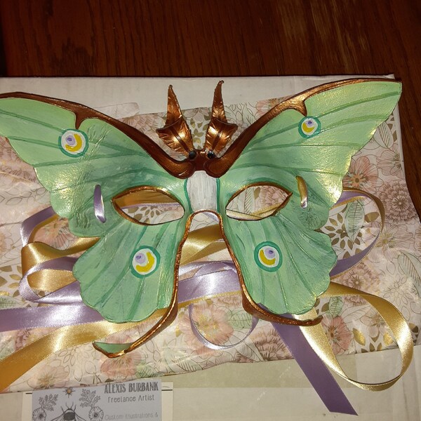 Custom Moth or Butterfly Leather Masquerade Mask - Custom Painted Mask ...