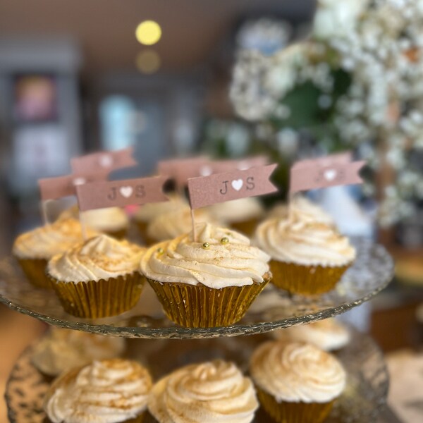 18 Personalised Wedding Cupcake Flags, Engagement, Anniversary, Cupcake ...