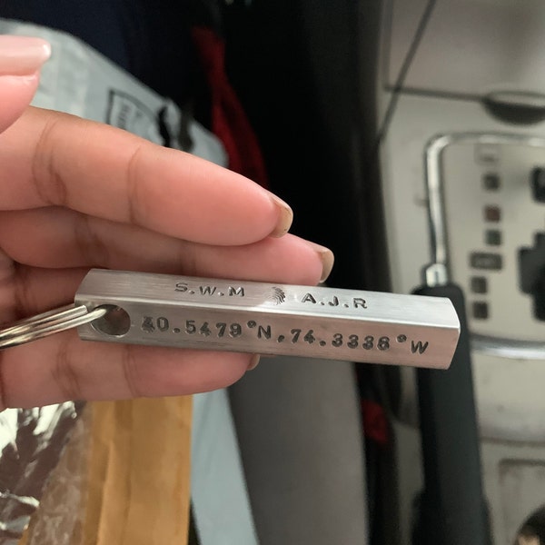 Custom Keyring, GPS Coordinates Keychain, Personalised Keychain, Custom ...