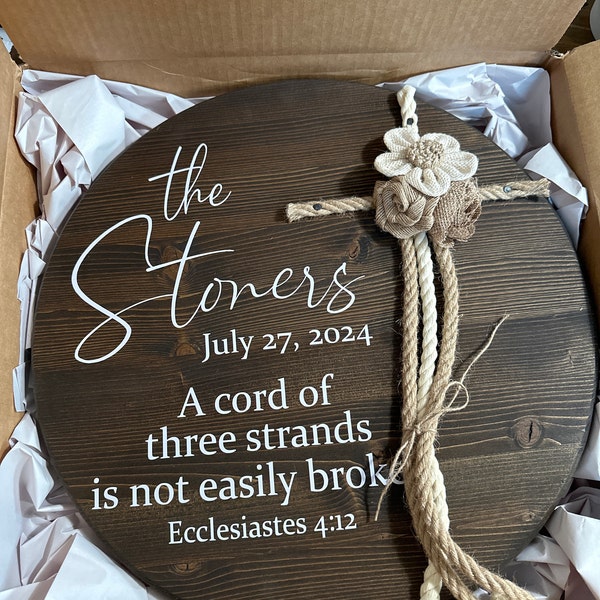 Round Unity Ceremony Sign, A Cord of Three Strands Wedding Sign, 3 ...