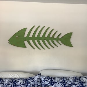 Fish Skeleton Fish Decor Fish Wall Decor Wooden Fish Art Beach Coastal ...